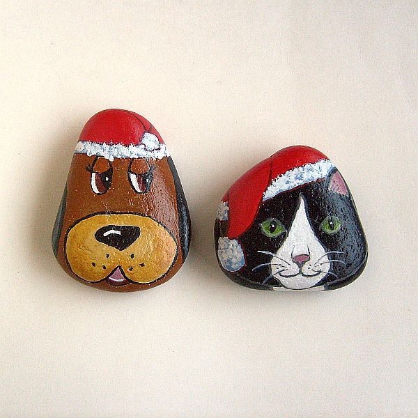Christmas painting on stones and pebbles: 125 ideas for creativity with ...