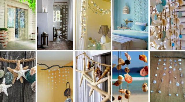 How to make DIY summer curtains - Garlands with Shells | My desired home