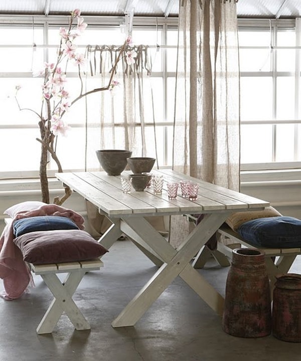 Rustic cottage deco trend ideas with Indoor picnic tables | My desired home