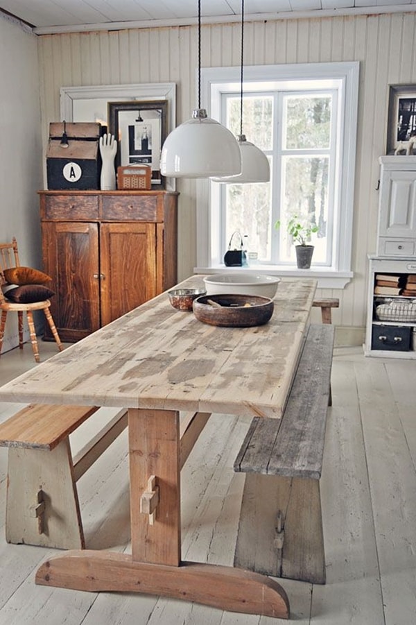 Rustic cottage deco trend ideas with Indoor picnic tables | My desired home
