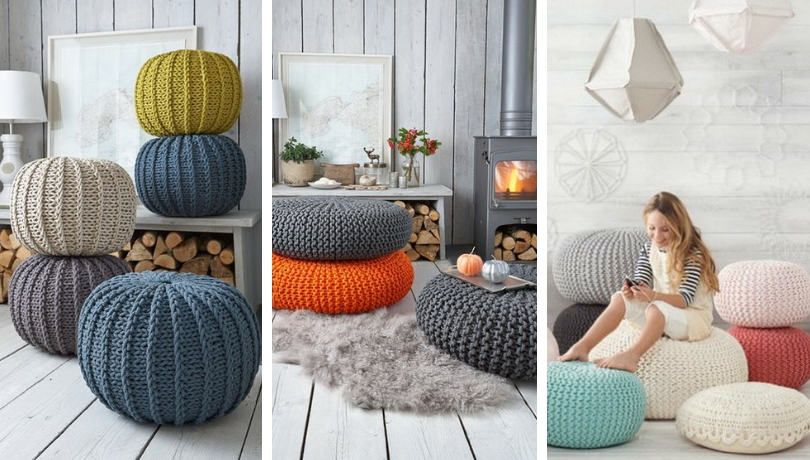 Deco trend: small knit puff furniture as home decoration | My desired home