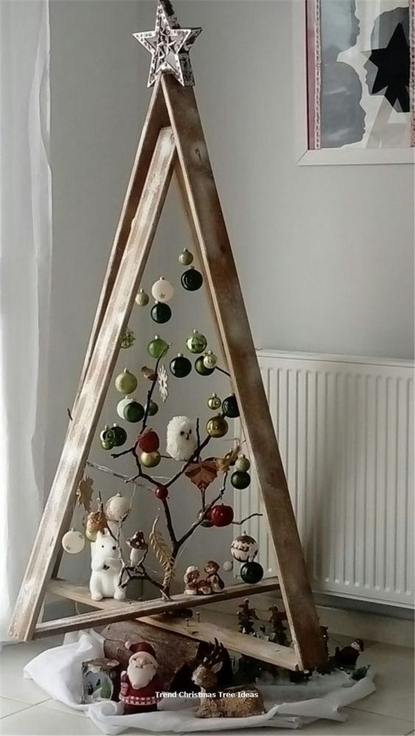 40 Creative ideas for a DIY Christmas tree from a board and branches ...