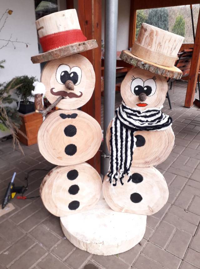 Create an amazing DIY snowman for Christmas from sliced wood: A ...