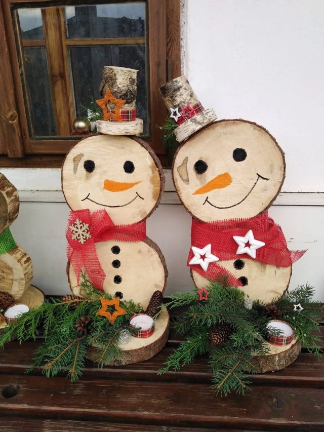 Create an amazing DIY snowman for Christmas from sliced wood: A ...