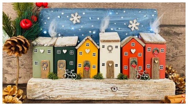 How to make wonderful Christmas houses or villages from pieces of wood ...