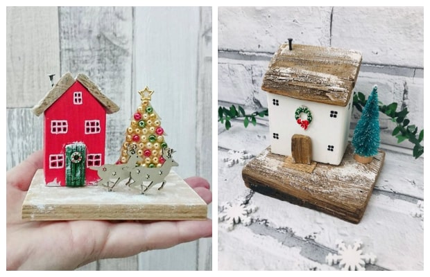 How to make wonderful Christmas houses or villages from pieces of wood ...