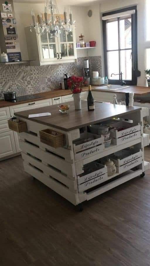 How To Make A Kitchen Island With A Few Wooden Pallets 20 Fantastic