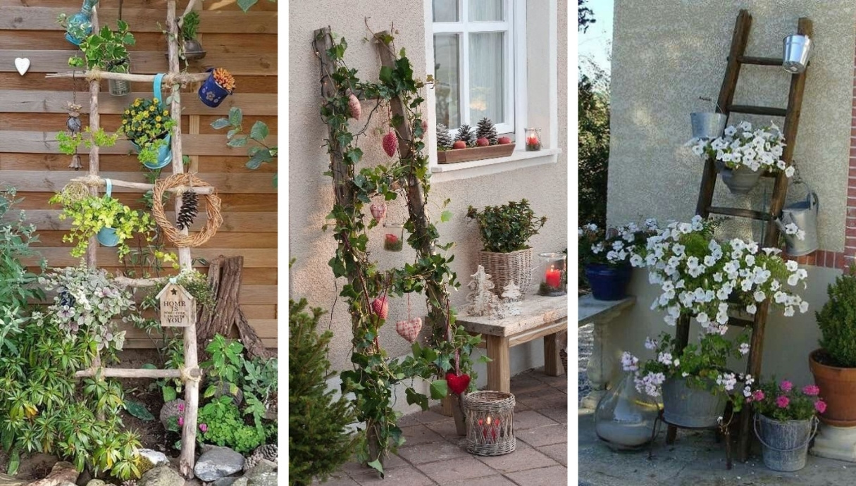 22 Amazing spring decoration ideas with an old ladder | My desired home