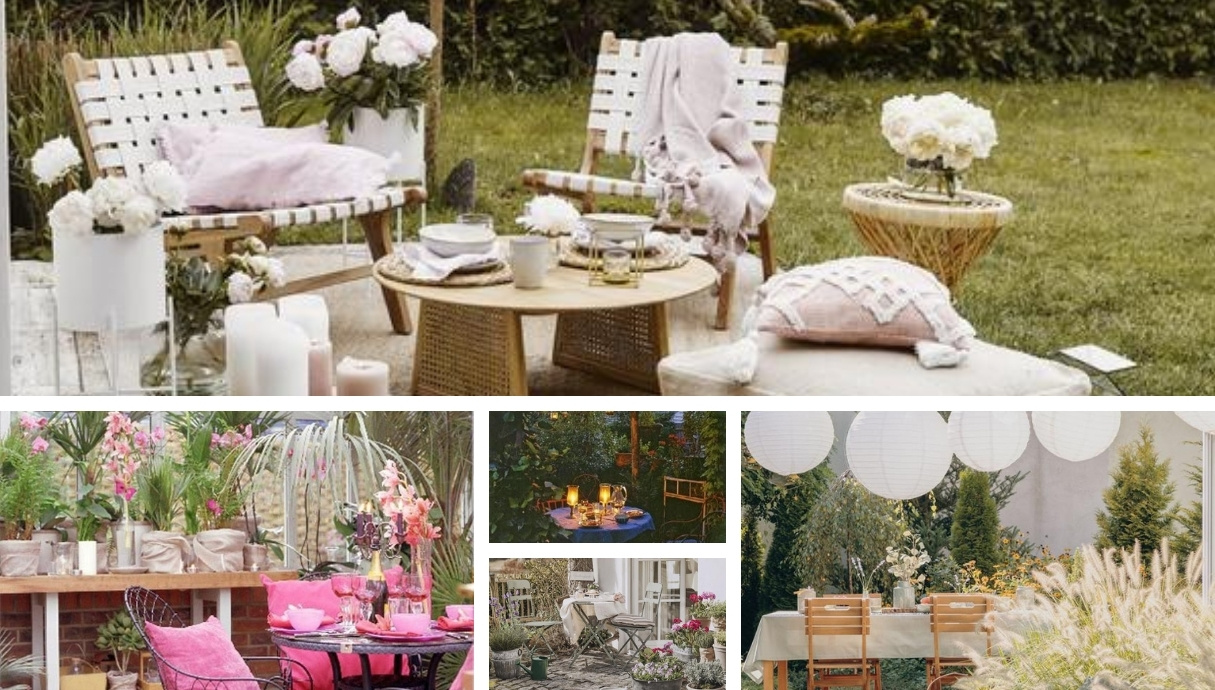 Patio, balcony, and terrace in romantic style. How to decorate a ...