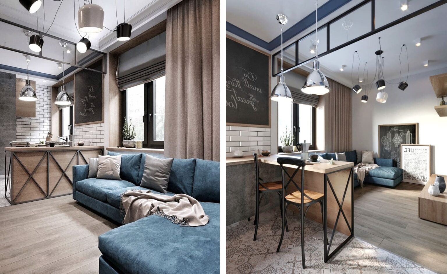 Design of a one-room apartment - 30 interesting ideas for organizing a ...