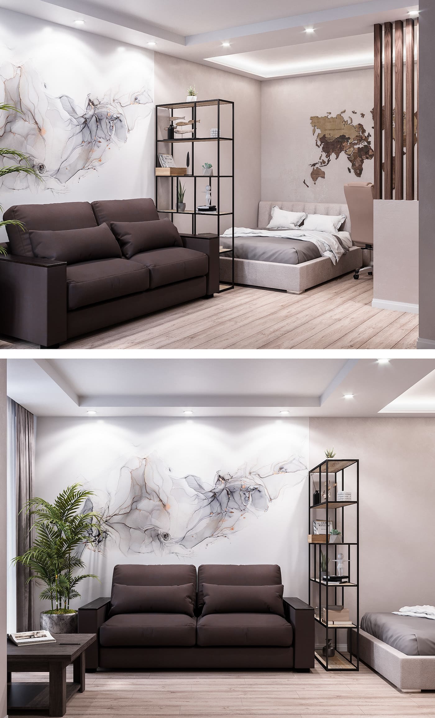 Design of a one-room apartment - 30 interesting ideas for organizing a ...