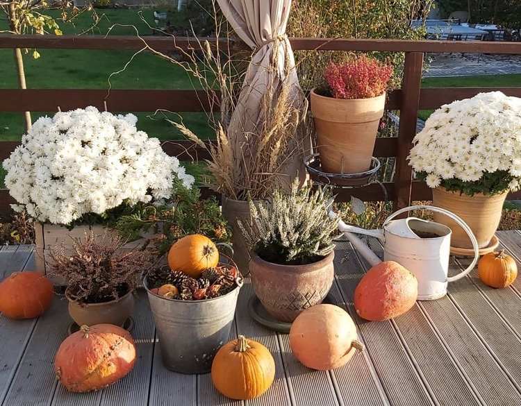 20 ideas for atmospheric autumn decorations on the terrace | My desired ...