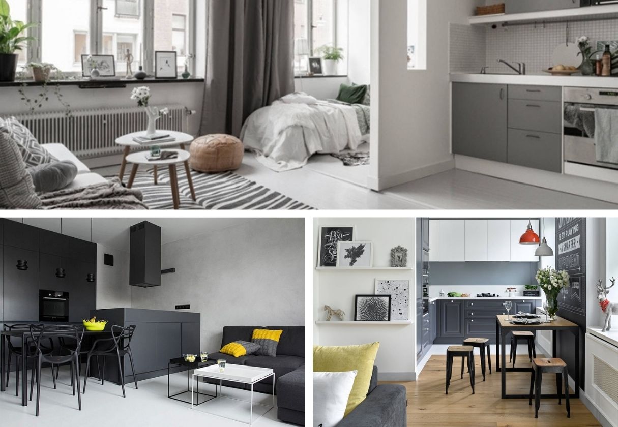 Kitchen in a studio: 40 ideas and golden rules for a successful design ...