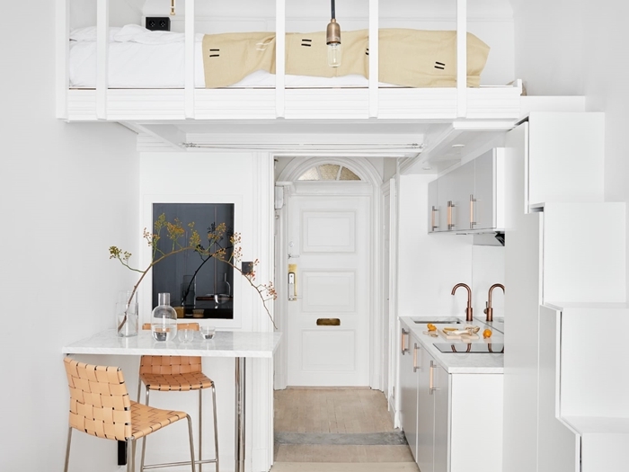 Kitchen in a studio: 40 ideas and golden rules for a successful design ...