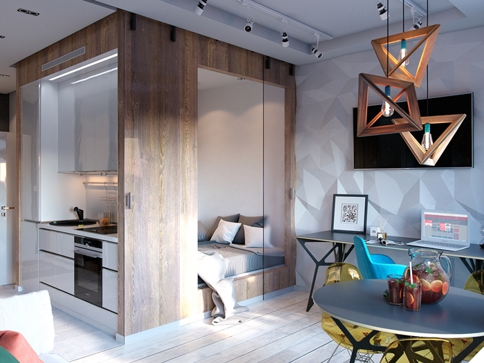 Kitchen in a studio: 40 ideas and golden rules for a successful design ...