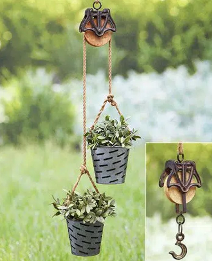 20 Original flower pot ideas based on an ordinary pulley that will ...