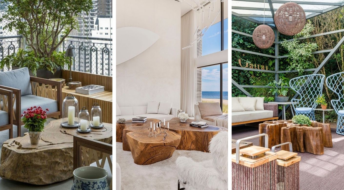 34 images with tables made of tree trunk for a rustic decor | My ...