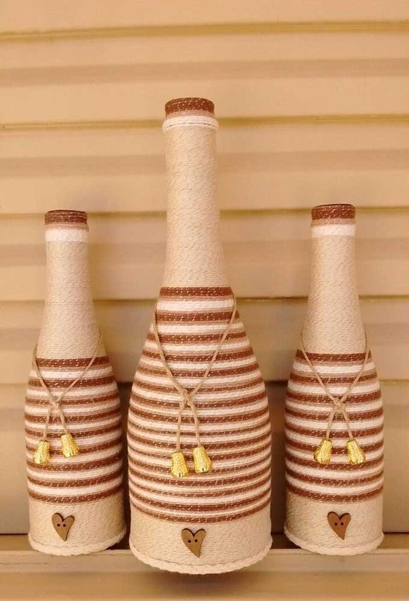 Bottles decorated with string: 34 super DIY ideas for inspiration | My ...