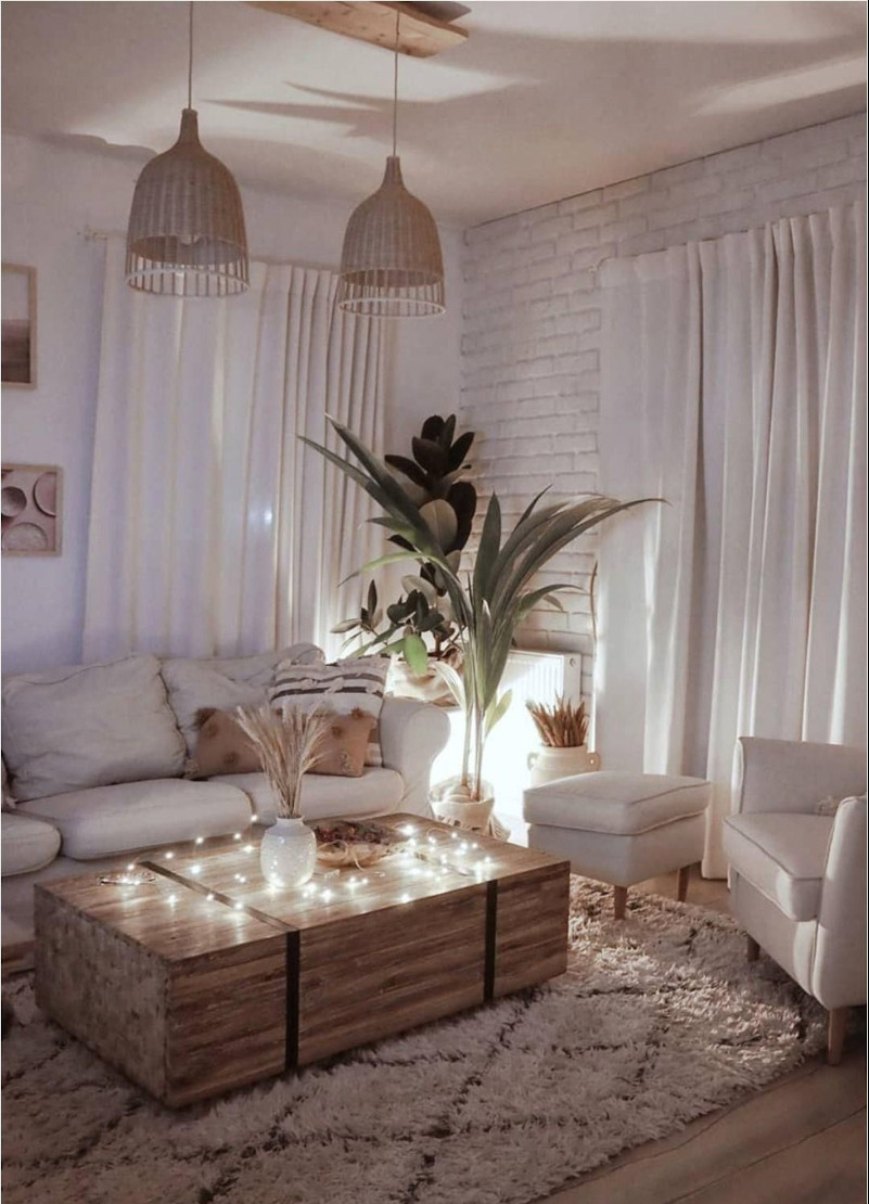 Natural cocooning living room decoration ideas in the spirit of spring ...