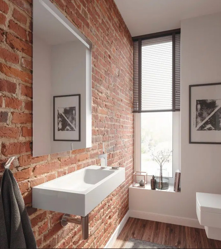 22 Beautiful and modern rustic ideas for a brick wall in the bathroom ...
