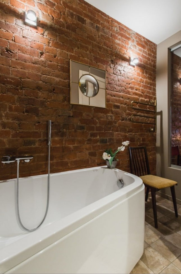 22 Beautiful and modern rustic ideas for a brick wall in the bathroom ...