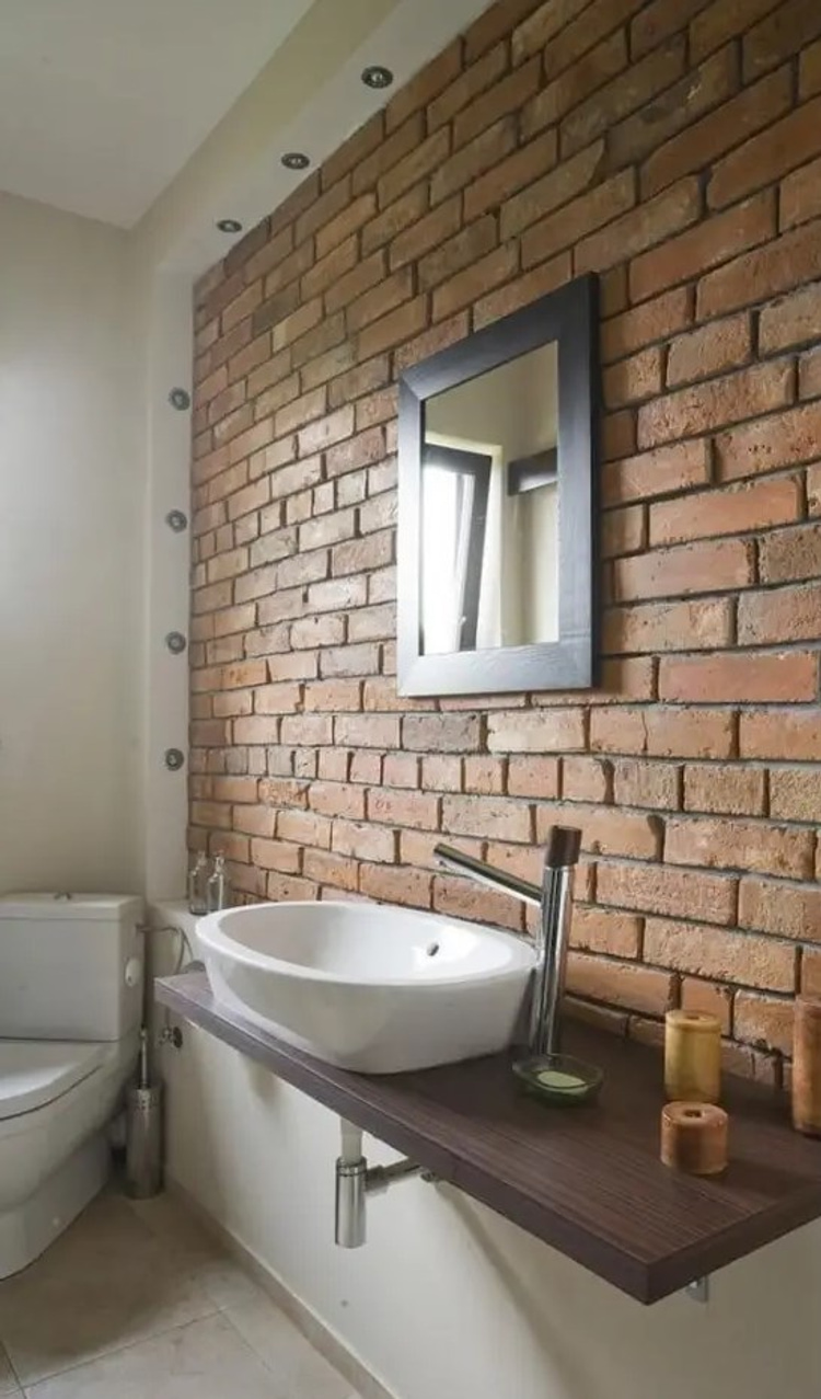 22 Beautiful and modern rustic ideas for a brick wall in the bathroom ...