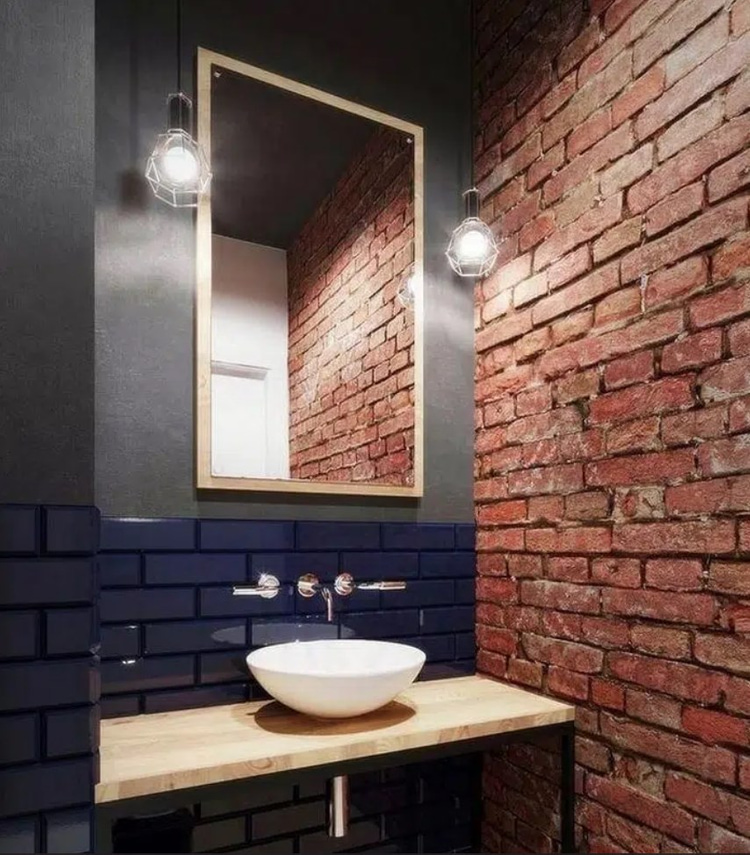 22 Beautiful and modern rustic ideas for a brick wall in the bathroom ...