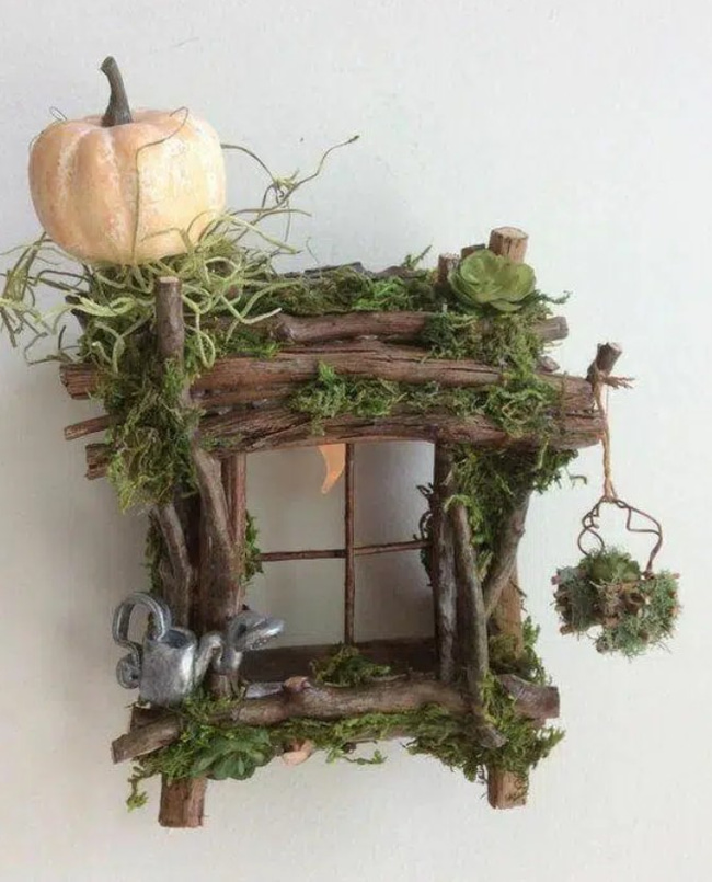20 DIY ideas of beautiful natural windows from twigs and branches ...