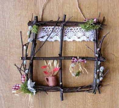 20 DIY ideas of beautiful natural windows from twigs and branches ...