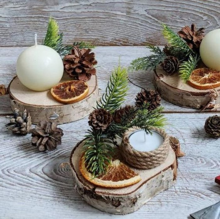 35 Enchanting Christmas Decorations with Log Slices That You Will love ...