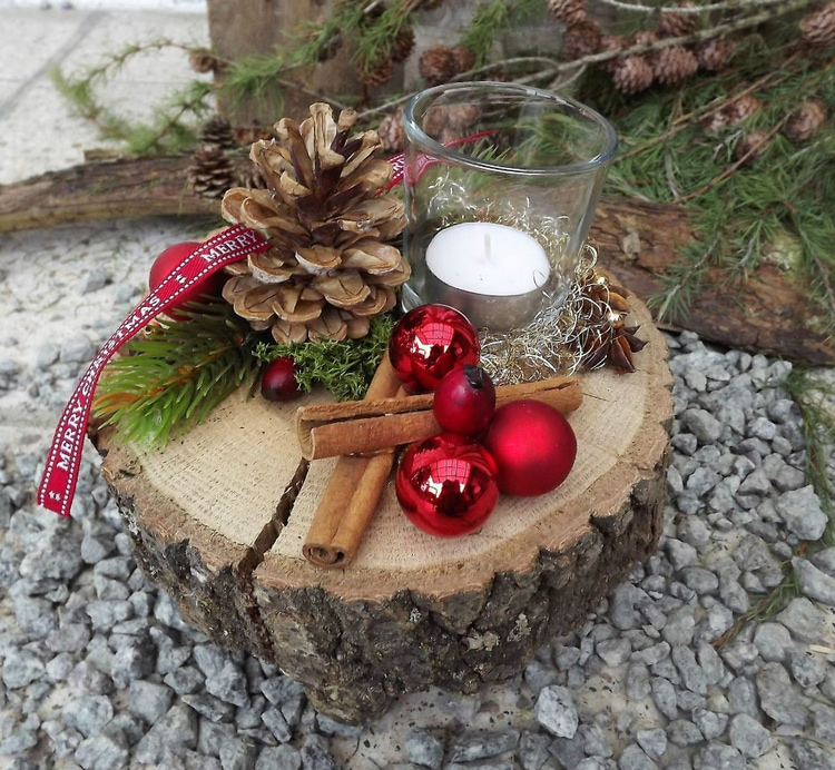 35 Enchanting Christmas Decorations with Log Slices That You Will love ...