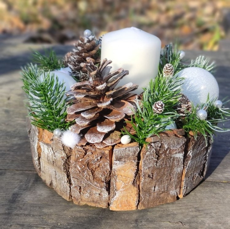 35 Enchanting Christmas Decorations with Log Slices That You Will love ...