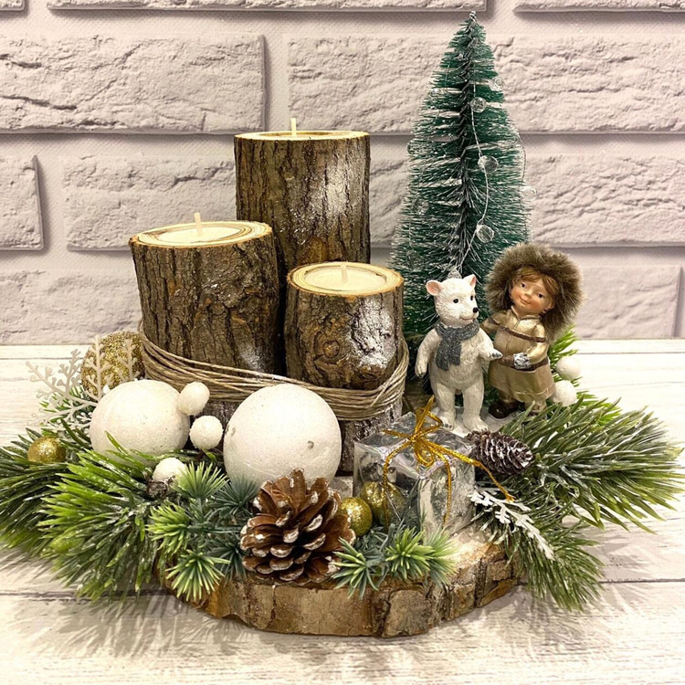 35 Enchanting Christmas Decorations with Log Slices That You Will love ...