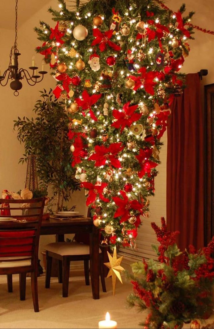 Upside-Down Christmas Tree: How to Hang, Decorate it and 40 Beautiful ...