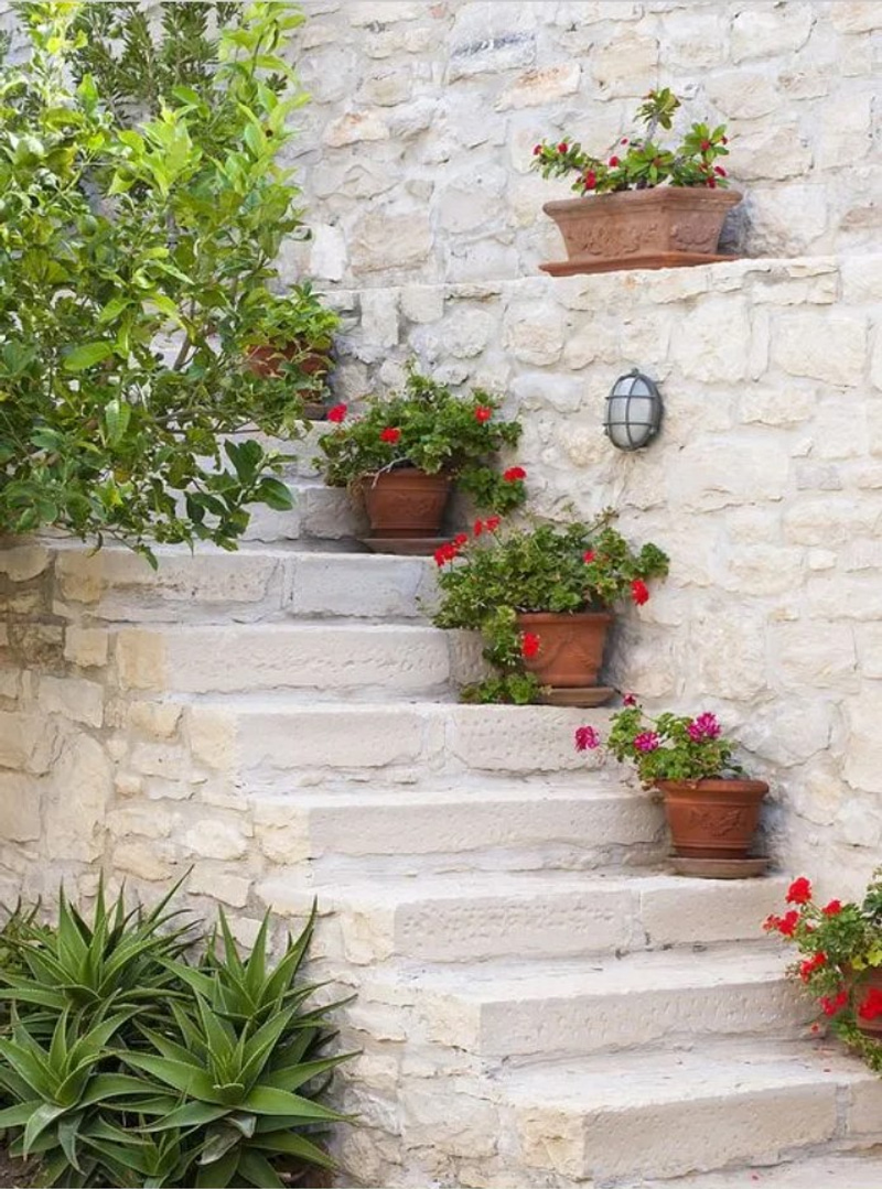 How to Create an Idyllic Garden with Potted Plants on Outdoor Stairs ...