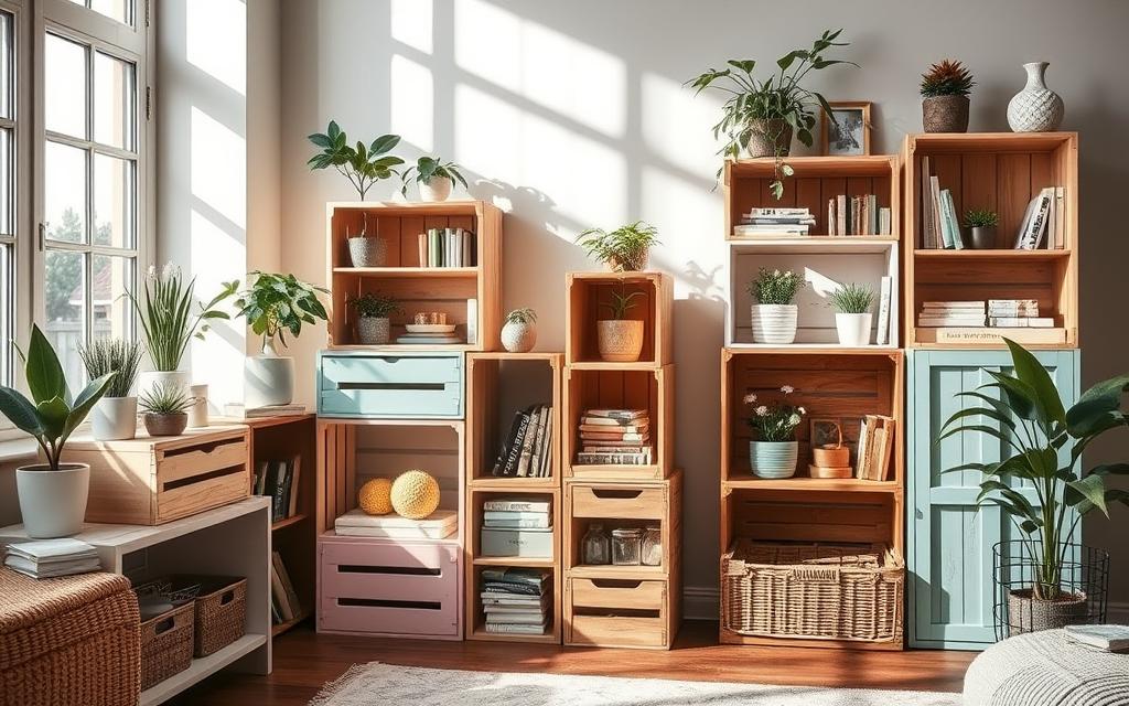 Transform Wooden Crates into Stylish Storage Solutions