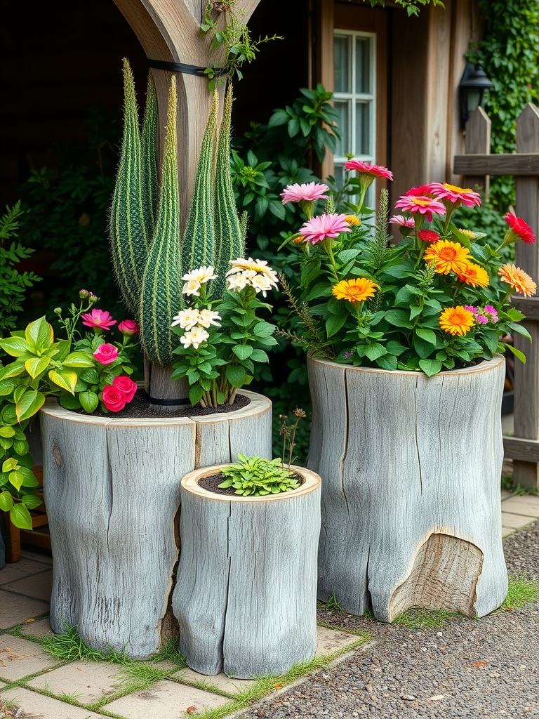 Tree Trunks Into Stunning Planters: Natural Decor Ideas | My desired home