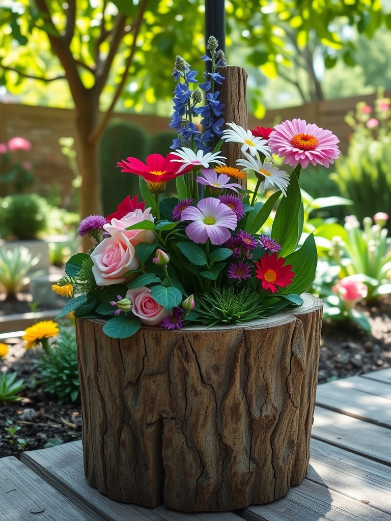 Tree Trunks Into Stunning Planters: Natural Decor Ideas | My desired home